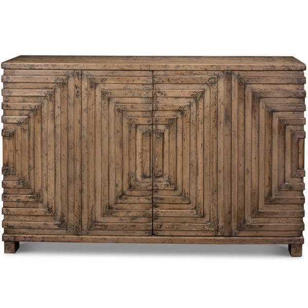 Rustic Geometric Wood Sideboard