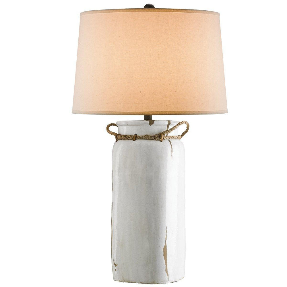 Sailaway White Crackle Lamp- terra cotta