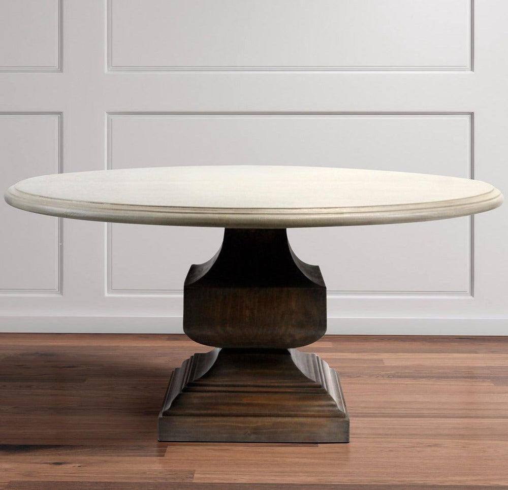 Stately Two-Toned Round Contemporary Dining Table