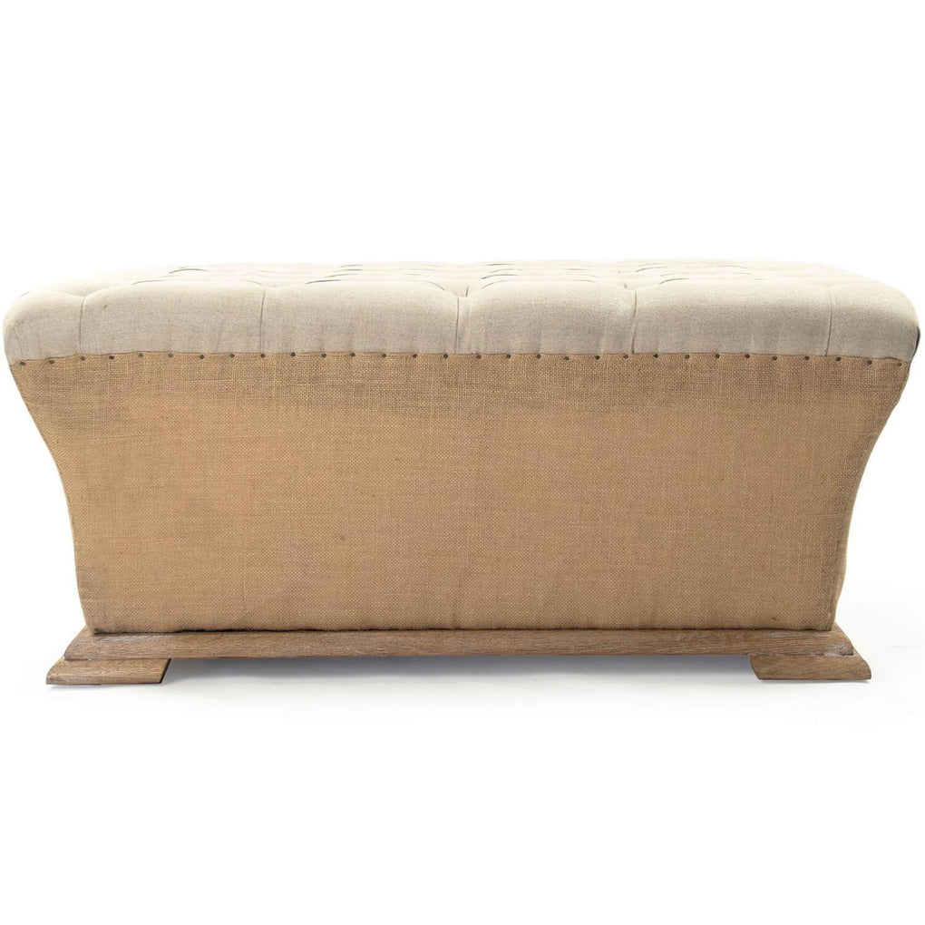 Tufted Burlap Coffee Table Ottoman - Belle Escape