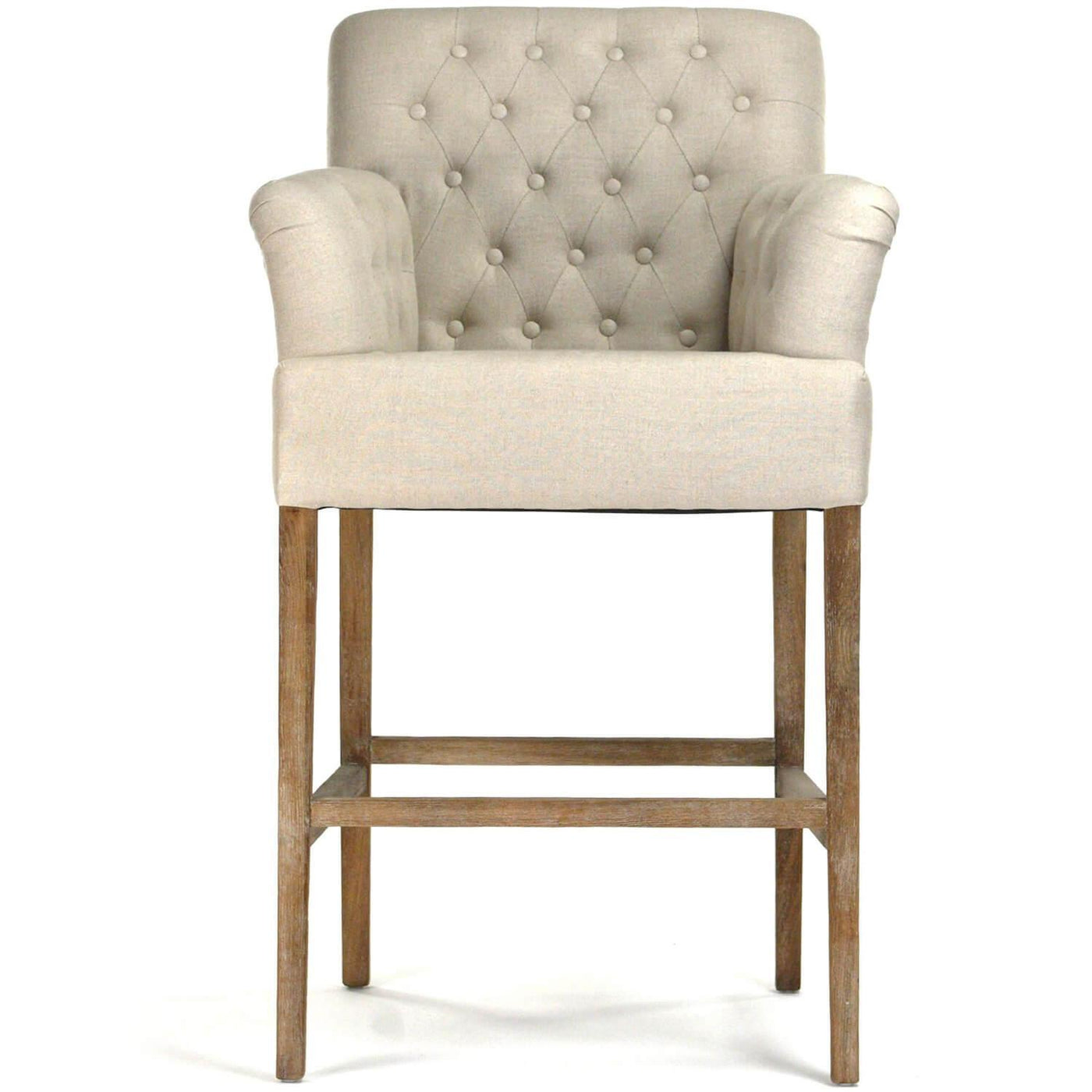 Tufted Jute Bar Stools - distressed frame