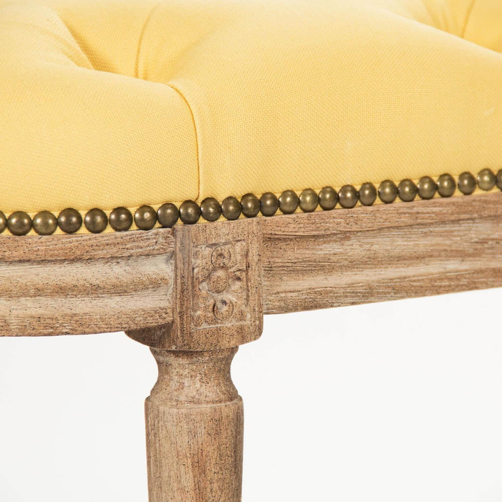 Tufted Yellow Linen Provence Bench