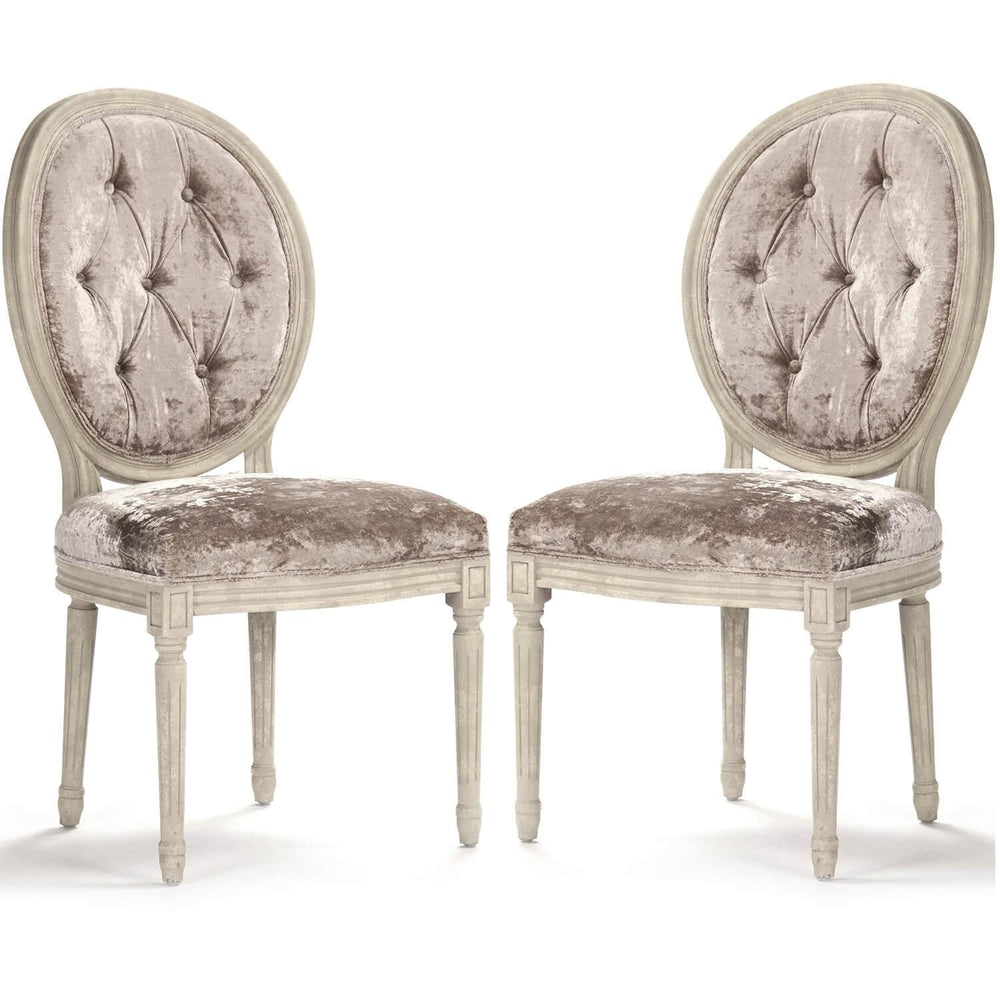 Velvet Round Back Medallion Side Chairs