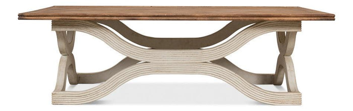 Wavy Base Wood Top Coffee Table
