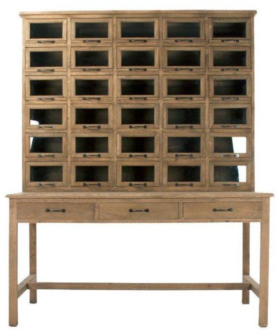 Weathered Wood Cubby Cabinet and Table