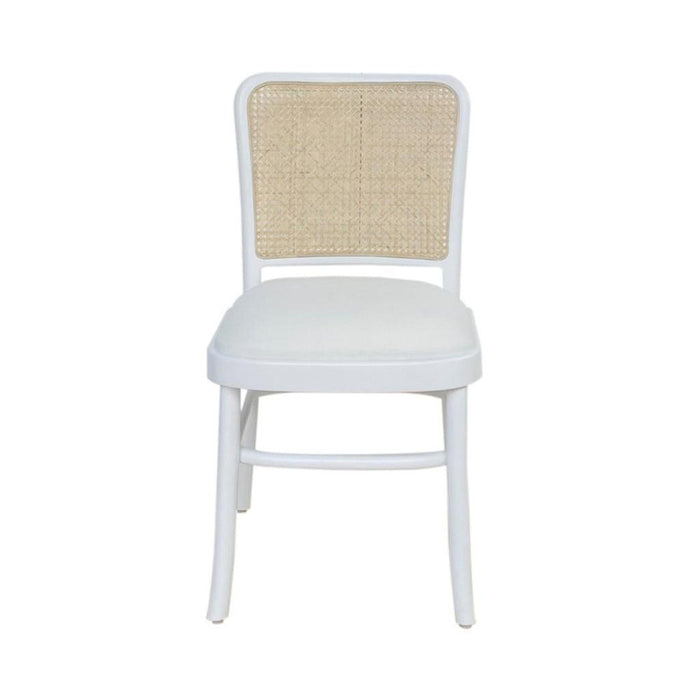 White Cane Back Side Dining Chairs