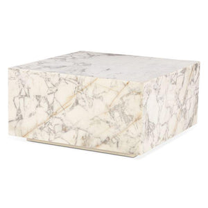 White Alabaster Marble Square Coffee Table