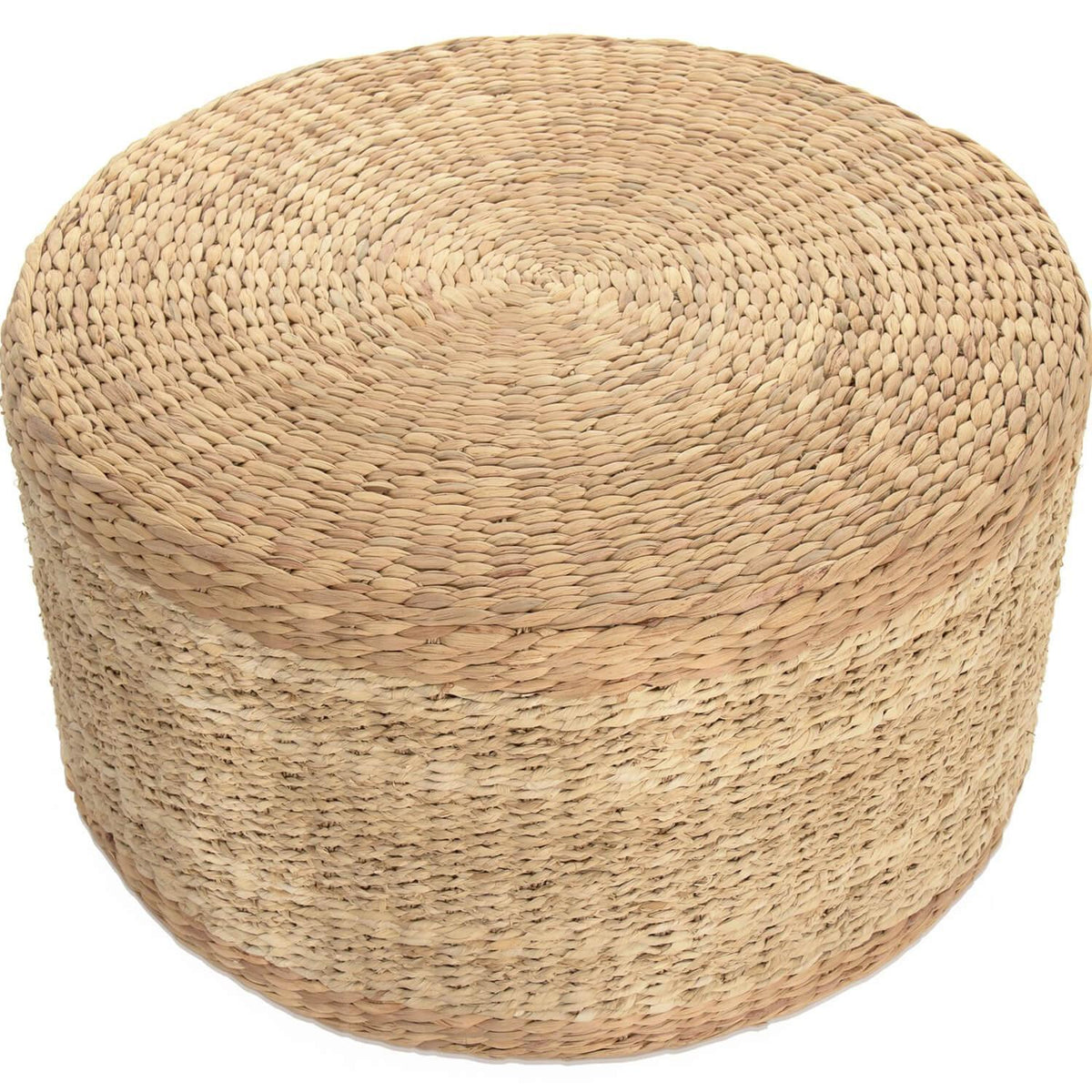 Woven Seagrass Ottoman | coastal ottoman